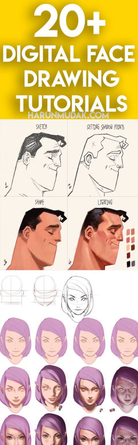 30+ Best Digital Art Face Drawing Tutorials | HARUNMUDAK